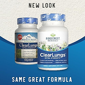 RidgeCrest Herbals ClearLungs Extra Strength, Daily Health Supplement, Natural Lung and Nasal Wellness Formula for Bronchial, Respiratory, Immune, Sinus, and Mucus Support (60 Vegan Caps, 30 Serv)