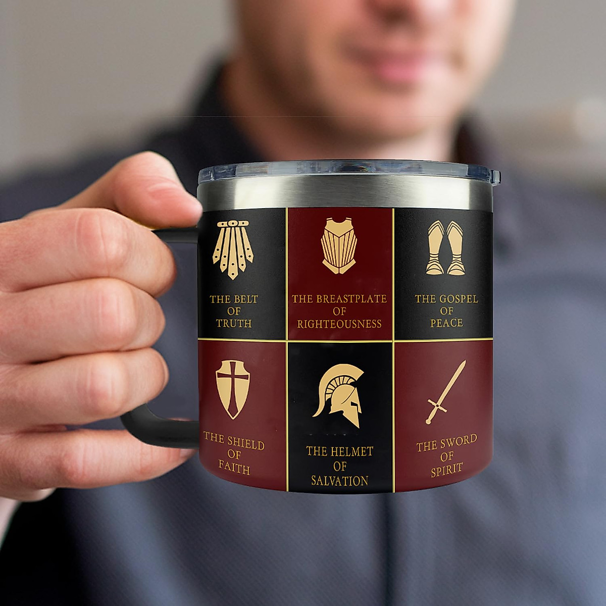 FROOBLEQUIRK The Armor of God Christian Tumbler for Men, 14Oz Religious Cup – Pastor Appreciation, Gospel of Peace Gift, Christmas & Birthday Gift for Men Women