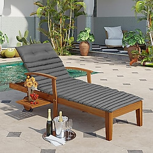 PERFECT GARDEN Chaise Lounge Cushion Outdoor Waterproof Patio Foldable Furniture Lounge Chair Cushions for Garden Patio Pool 76 * 23inch (Gray, 2-Pcs Set)