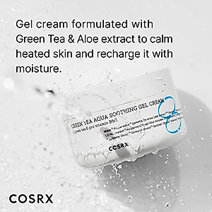 COSRX Hydrium Green Tea Aqua Soothing Gel Cream, 1.69 fl.oz / 50ml | Camelia, Aloe Gel | Korean Skin Care, Vegan, Cruelty Free, Paraben Free