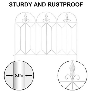 Amagabeli 5 Panels Decorative Garden Fence 10ft(L) x24in(H) Outdoor Fencing Folding Landscape Fencing Patio Flower Bed Border Edge Section Fences Animal Barrier White ET328