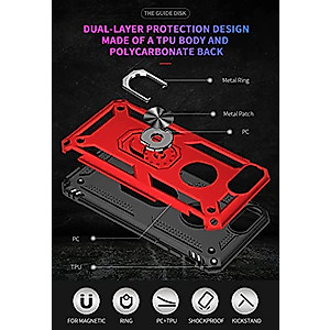 SunRemex Compatible for iPhone 8 Plus Case, iPhone 7 Plus Case, iPhone 6/6s Plus Case with Tempered Glass Screen Protector [2Pack] 5.5"，Kickstand [Military Grade] 16ft Drop Tested Protective. (Red)