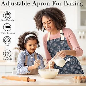 Sureio 8 Pack Aprons for Women Men with 2 Pockets Linen Kitchen Apron Adjustable Cooking Kitchen Chef Apron Bib for BBQ Outdoors Baking Household