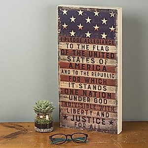 Primitives by Kathy 31558 Rustic Patriotic Box Sign, 9 x 18-Inches, Pledge to The Flag