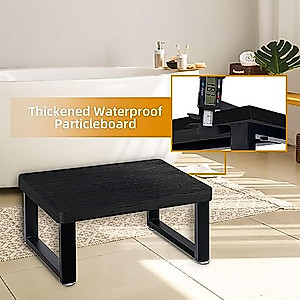 OUTBROS Step Stool for Adults, 7.3'' Tall Bedside Steping Stool Hold Up to 350 lb, One Step Foot Stool for Kitchen, Bedroom, Living Room, Bathroom, Black