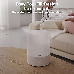 YOGIN Humidifiers for Bedroom Large room,Top fill 2.5L Ultrasonic cool mist Humidifiers for Baby Nursery and Plants,Up to 24 Hours, 24db Quiet,Night Light, Auto Shut Off, Easy Clean Humidifier
