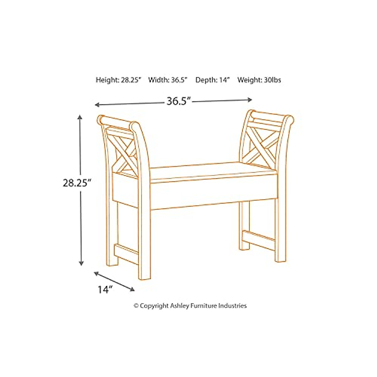Signature Design by Ashley Heron Ridge Antique Distressed Wood Accent Bench with Storage, Blue