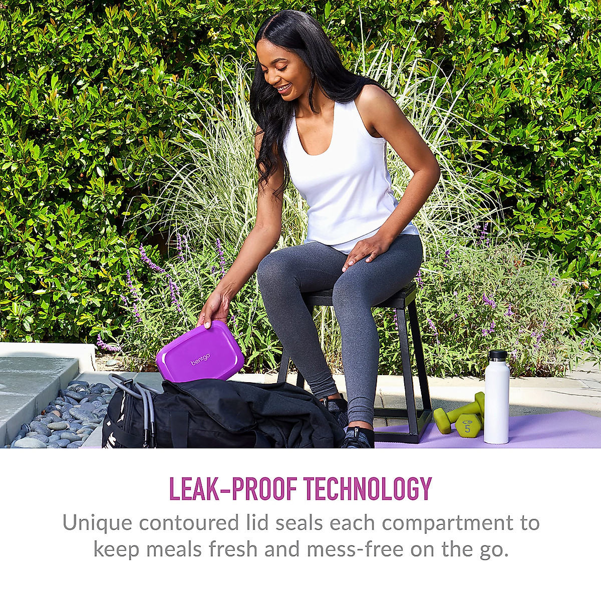 Bentgo® Fresh – Leak-Proof, Versatile 4-Compartment Bento-Style Lunch Box with Removable Divider, Portion-Controlled Meals for Teens and Adults On-The-Go – BPA-Free, Food-Safe Materials (Purple)