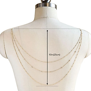 Elegant Multi Layered Rhinestone Back Chain Jewelry Crystal Bridal Back Necklace Chain Sexy Bikini Rhinestone Shoulder Chain Wedding Backdrop Jewelry for Women (Gold)