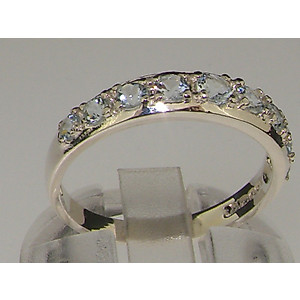 LetsBuyGold 925 Sterling Silver Natural Aquamarine Womens Wedding Band Ring - Size 7.5