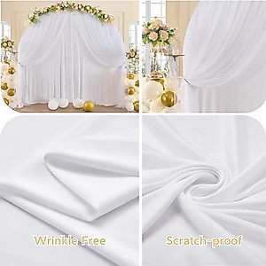 6.5FT White Round Backdrop Cover with Tulle for 6.0/6.5ft Circle Background Stand Photography Wrinkle-Free for Birthday Party Baby Shower Wedding Decorations