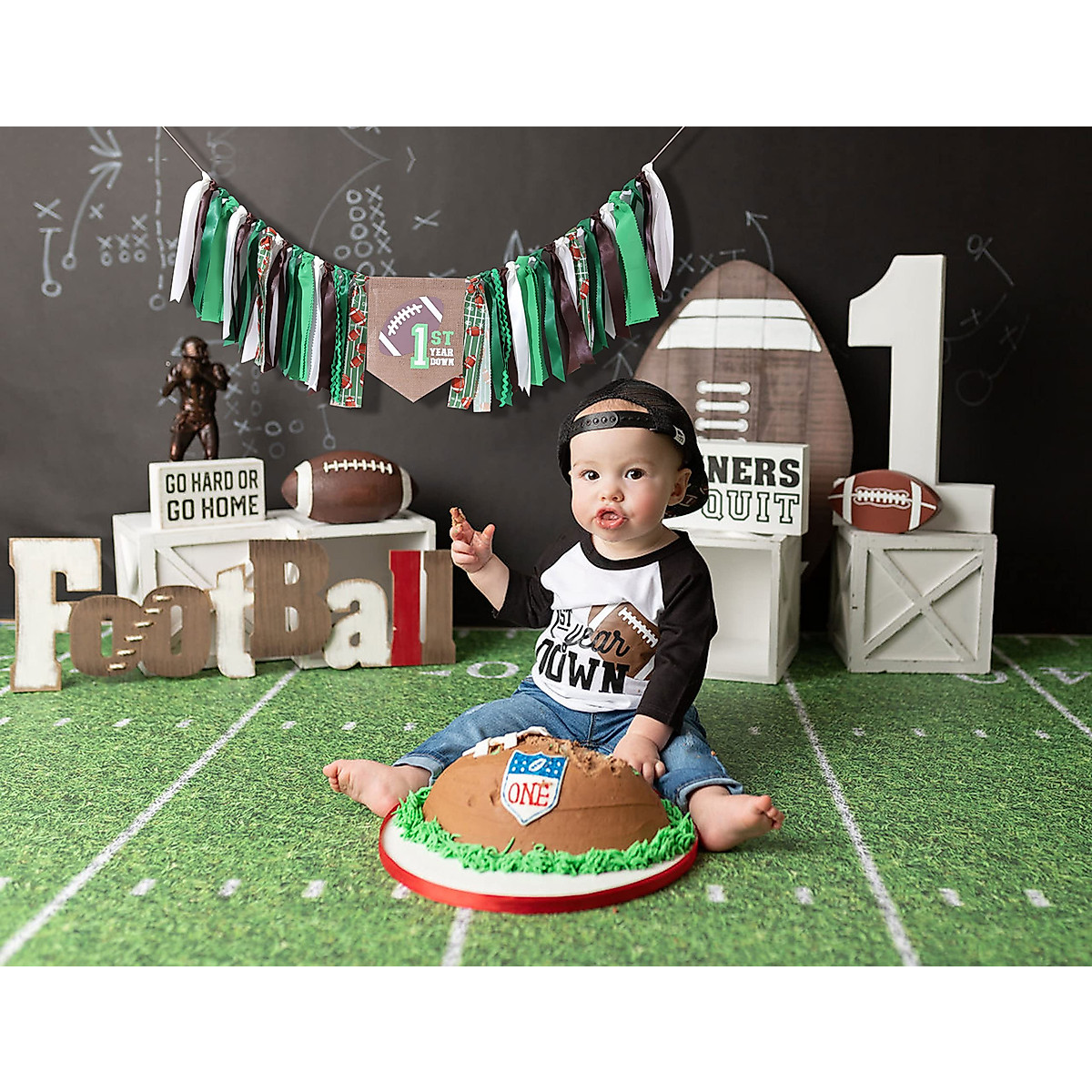 Football 1st High Chair Banner,Football 1st/first Birthday Party Decorations,first Year Down Themed Football 1st Birthday Party Decorations,photo Prop Football Party Decor