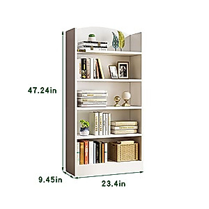 ALISENED 5 Shelf Bookcase, 47" Wood Tall Bookshelf and Bookshelves, Multifunctional Storage Organizer Shelving for Bedroom Library Living Room Home Office, White