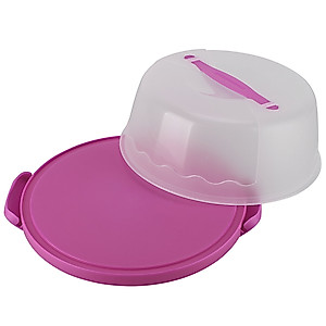 HelloCupcake Portable Cake and Cupcake Carrier / Storage Container - 10.4" Diameter (Inside Cover), Translucent Dome - Perfect for Transporting Cakes, Cupcakes, Pies, or Other Desserts (Purple)