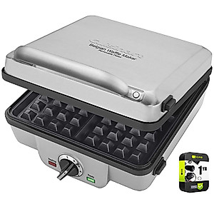 Cuisinart WAF-300P1 Belgian Waffle Maker with Pancake Plates Bundle with 1 YR CPS Enhanced Protection Pack