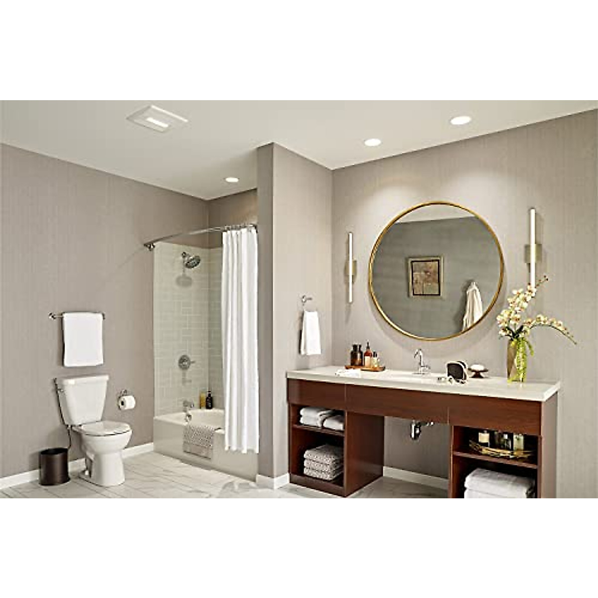 Broan-Nutone AE80BL InVent Series Single-Speed Fan with LED Light, Ceiling Room-Side Installation Bathroom Exhaust Fan, ENERGY STAR Certified, 1.5 Sones, , White , 80 CFM 1.5 Sones