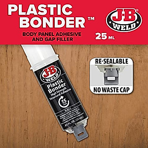 J-B Weld 50139 Plastic Bonder Body Panel Adhesive and Gap Filler Syringe - Black - 25 ml