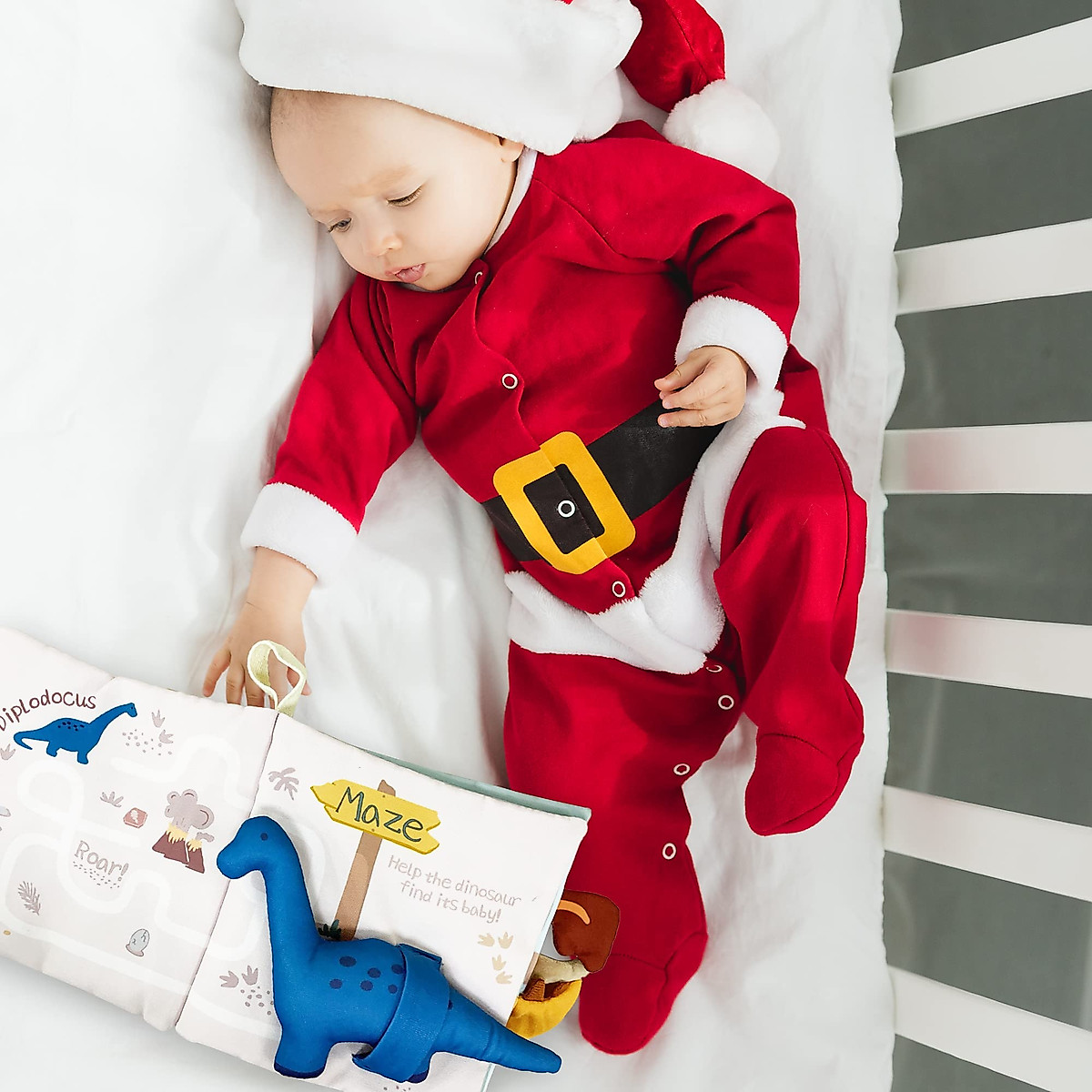 Jonzoo Soft Baby Books 6-12-18 Months, Dinosaur Crinkle Book for Baby, Newborn Infant Montessori Tummy Time Toys 0-6-12 Months, Baby Cloth Book, Car Seat Stroller Toy, Baby Boy Girl Gift 0-6-12 Months