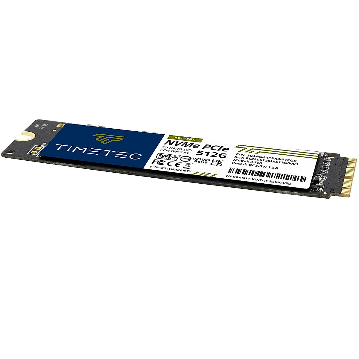 Timetec 512GB MAC SSD NVMe PCIe Gen3x4 3D NAND TLC Read Up to 2,000MB/s Compatible with Apple MacBook Air (2013-2015, 2017), MacBook Pro (2013-2015), iMac (2013-2019), Mac Pro (2013), Mac Mini (2014)