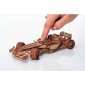 Mechanical Veter Models Wooden and Plastic 3D Puzzle Racer V3 Formula One F1 Racing Car Self-Assembly Set
