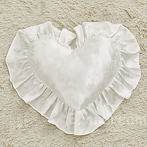 Brandream Baby Girls Nursery Bedding Beige White Blush Solid Color Crib Set Farmhouse Jacquard Rose Baby Blanket, Pink Fitted Sheet,Rose Bed Skirt & Chic Heart Pillow, 4 Pieces