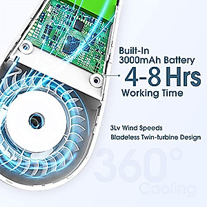 Neck Fans: Bladeless Neck Fan Rechargeable, Portable Neck Fan Hands Free with 360° Cooling Necklace Fan, 3 Speeds Hanging Personal Fan Low Noise for Office Running Camping Travel (Pink)