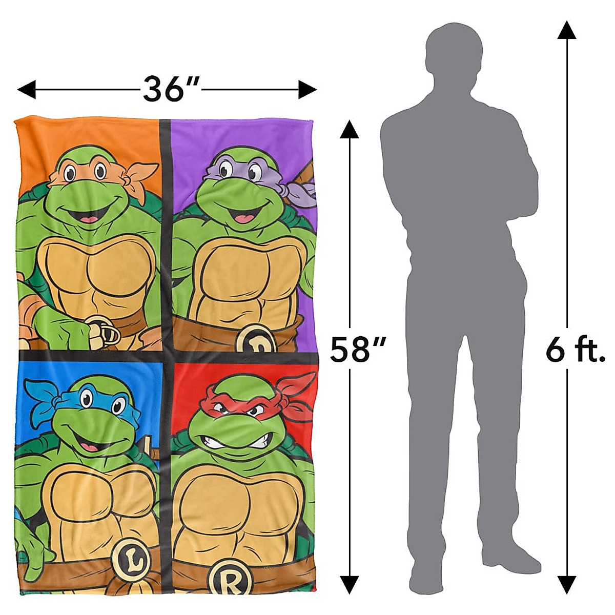 Teenage Mutant Ninja Turtles TMNT Turtle Tiles Silky Touch Super Soft Throw Blanket, 36"x58"