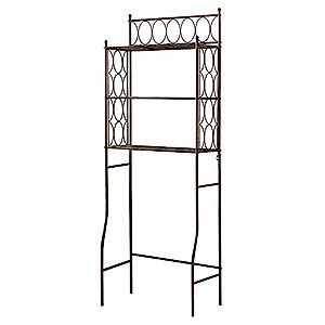 Pilaster Designs Transitional Copper Iron 3 Tier Exeter Over The Toilet Bathroom Spacesaver Storage Rack Organizer