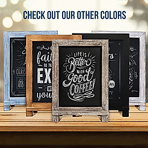 HBCY Creations Rustic Blue Wood Tabletop Chalkboard with Legs/Vintage Wedding Table Sign/Small Kitchen Countertop Memo Board/Antique Wooden Frame (9.5” x 14” Inches) (Rustic Blue)