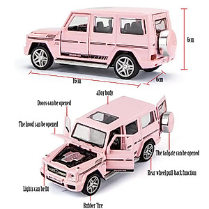 iLooboo Alloy Collectible Pink Benz G65 AMG Toy Vehicle Pull Back Die-Cast Car Model with Lights and Sound