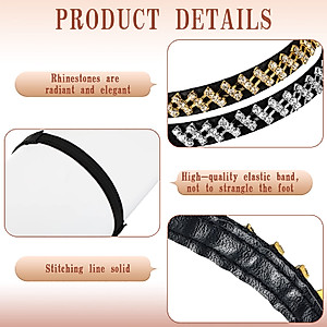 Hanaive 2 Pairs Rhinestone Elastic Shoe Ankle Straps Detachable Shoe Strap Heel Band for Women High Heels Loose Shoes, Gold and Silver