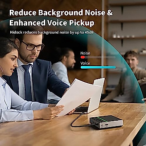 HiDock Conference Speaker and Microphone, Full Duplex Noise Reduction Speakerphone with Mute/Recorder/Project, USB C, 360° Voice Pickup, Meeting Speaker Compatible with Zoom Teams-Grey