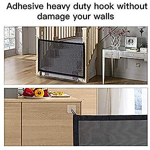 Magic Pet Gate, Mesh Dog Gate, Puppy Gates and Baby Gate, Portable Folding Baby/Dog Safety Fence Enclosure Easy Install Anywhere, 30'' X 39'', 8 Hooks