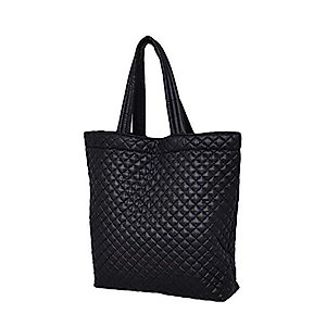 CLARANY Comfortable light weight quilted Market Tote water repellent Color Black
