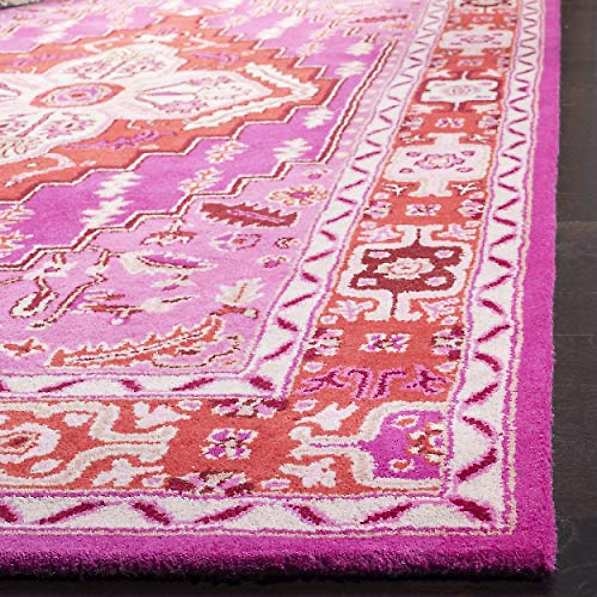 SAFAVIEH Bellagio Collection 8' x 10' Red / Pink BLG545B Handmade Medallion Premium Wool Area Rug