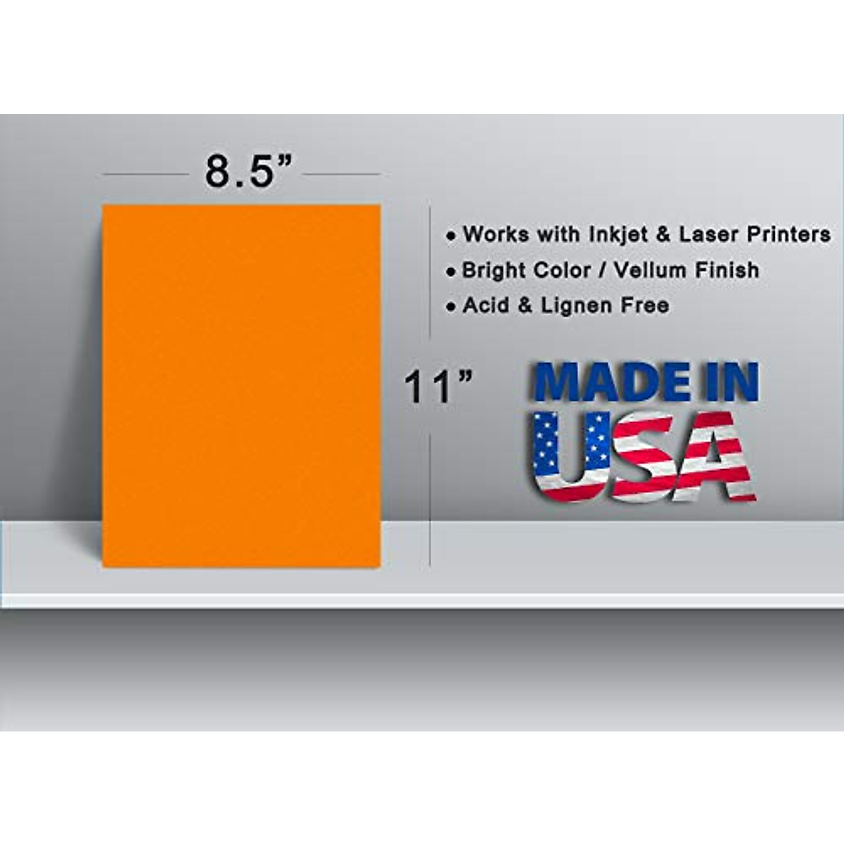 65lb Cover Cardstock Paper - 8.5 x 11 inch - 25 Sheets (Bright Orange)