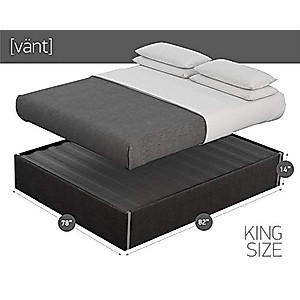 VANT Upholstered Platform Bed - King Size - Velvet Smoke Grey - Easy Assembly Bed Frame No Box Spring Needed Foundation for Optimal Support - Sleek Modern Design for Any Bedroom