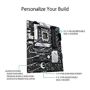 ASUS Prime B760-PLUS D4 Intel (13th and 12th Gen)LGA 1700 ATX motherboard PCIe 5.0,3xPCIe 4.0 M.2 slots,DDR4,2.5Gb LAN,DisplayPort,USB 3.2 Gen 2x2 Type-C,front USB 3.2 Gen 1 Type-C,Thunderbolt (USB4®)