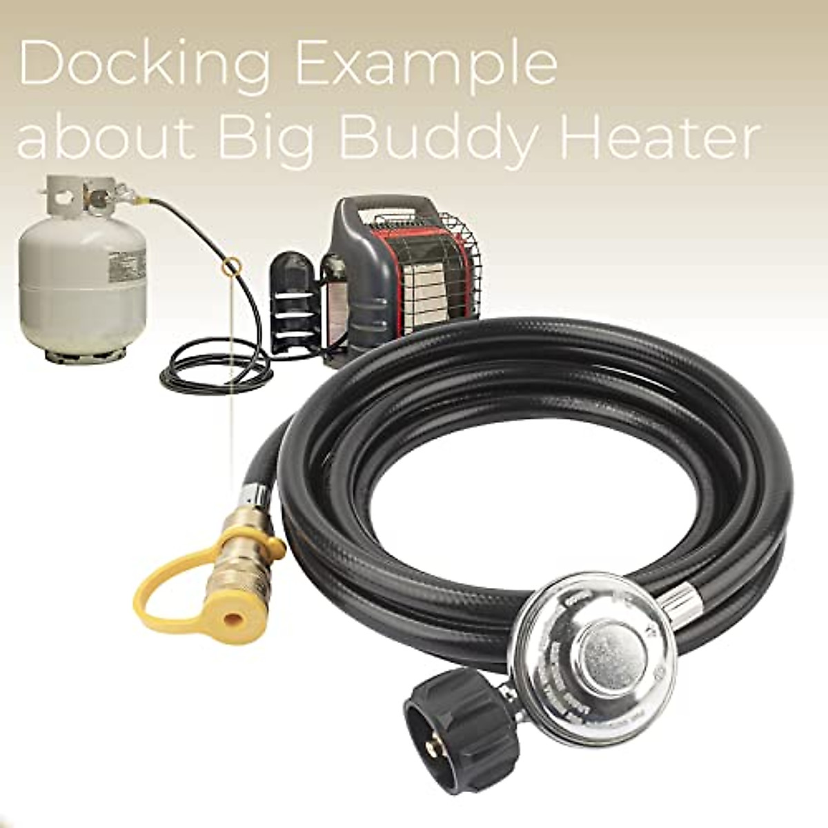 Ximoon F271803 Buddy Heater Adapter Hose Replacement for Mr. Heater F271803 12ft Big Buddy Hose with Regulator, 3/8 inch Female Quick Connect x QCC1 Propane Tank Connection