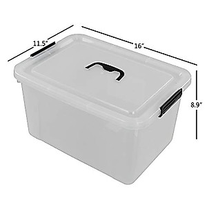 Begale 17.5 Quart Plastic Large Storage Container, Clear Latch Bin with Handle and Lid, 4-Pack