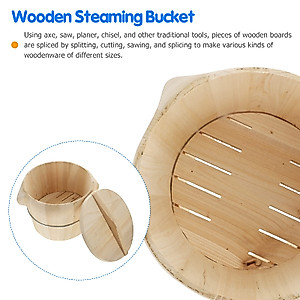 Cabilock Japanese Rice Bamboo Food Steamer Wooden Sushi Rice Bowl Hangiri Sushi Oke Sushi Rice Mixing Tub Bamboo Steamer Basket for Restaurant Home Kitchen Dumpling Steamer Basket Rice Container