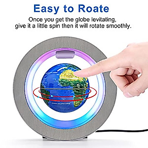Flagest Magnetic Levitation Floating Globe - Levitating O Shape Globe with LED Lights for Educational Home Office Desk Decor - Birthday Holiday Party Christmas Gift (4Inches Globe）