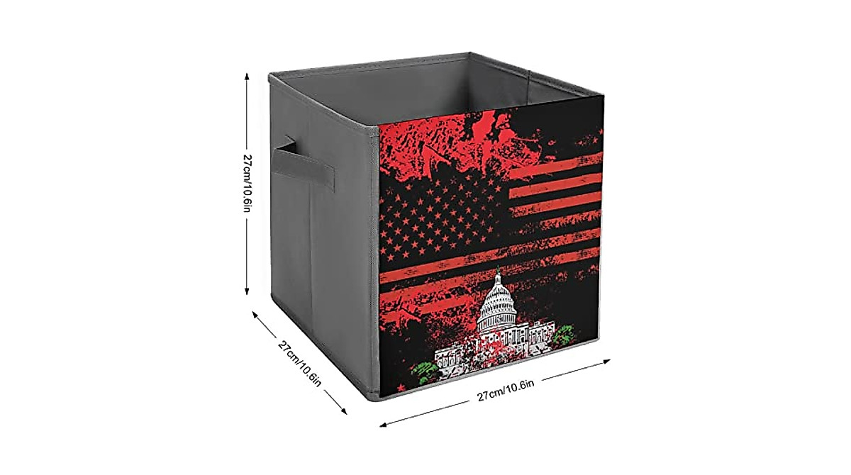 Washington & USA Flag Collapsible Storage Bins | Durable Organizer Cubes