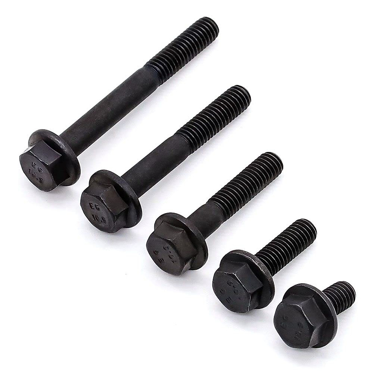Glvaner M6-1.0 x 16mm (25 pcs) Alloy Steel Flanged Washer Head Hex Bolts, Extra-Large Washer Head, 10.9 Grade Black Oxide Finish GB5789 Full Thread