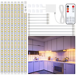 LAFULIT 8 PCS Under Cabinet Lighting Kit, Bright Under Cabinet Lights, Flexible Led Strip Lights with Remote and Power Adapter, for Kitchen Cabinets Shelf Desk Counter, 2700K Warm White, 13ft