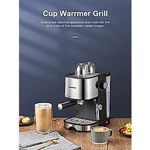 Ihomekee Espresso Machine 15 Bar Pump Pressure, Espresso and Cappuccino Coffee Maker with Milk Frother/Steam Wand for Latte, Mocha, Cappuccino, Silver - CM6826T