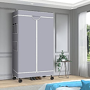 PUNION Cover Only Available for CJ-B1133W2 Garment Rack, Dustproof Oxford Fabric Hanger Sleeve with Zipper, with Side Pocket, 36" L x 18" W x 71" H, Grey