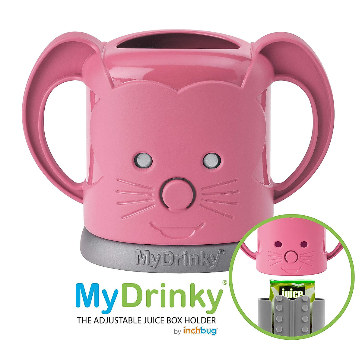InchBug MyDrinky Pouch Holder No Squeeze, Reusable Drink Holder for Kids, Toddler and Babies | BPA-Free & Squeeze-Proof Cup Holder for Juice Boxes, Food Pouches | Dishwasher Safe, Pink Sorbet