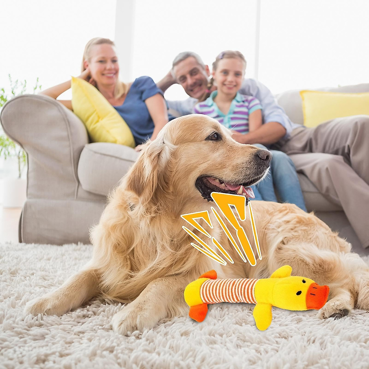 Puppy Plush Duck - Pet Squeaky Playtinhg - Crinkly Dog Toy, Squeaking Dog Plushie | Duck Shaped Teething Toy with Sound, Pet Dentals Care, Breed Specific Chew Toy for Dogs Puppies Aggressive Chewers