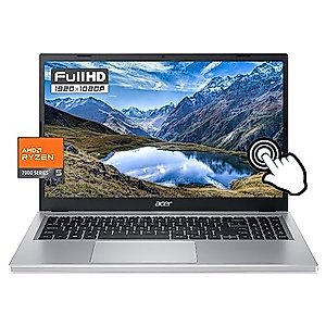 acer Aspire 3 Touchscreen 15.6" FHD Laptop 2023 Newest, 16GB LPDDR5 1TB SSD, AMD Ryzen 5 7520U Quad-Core Processor, WiFi 6, Bluetooth 5.2, HD Webcam, HDMI, Silver, Windows 11, GM Accessory